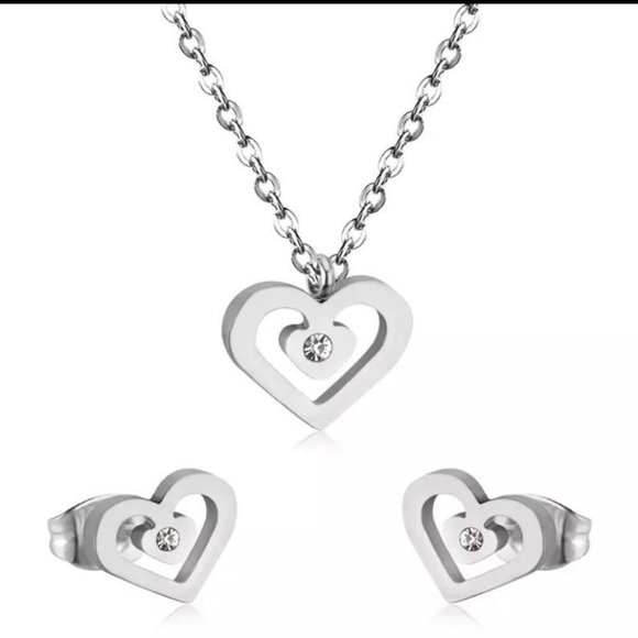 Accessories | 115 New Elegant Stainless Steel Heart Set | Poshmark